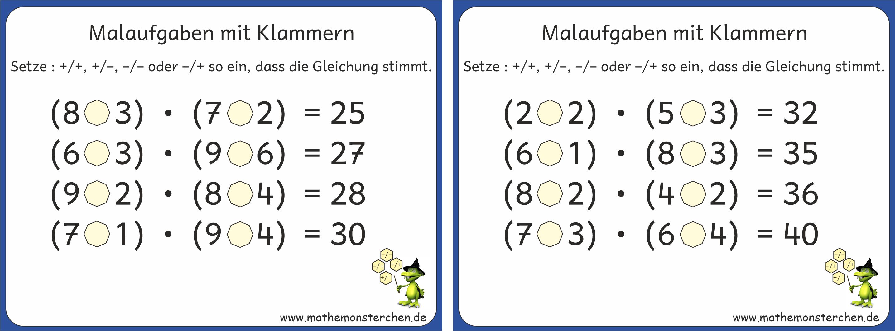 Mathemonsterchen - alle Grundrechenarten