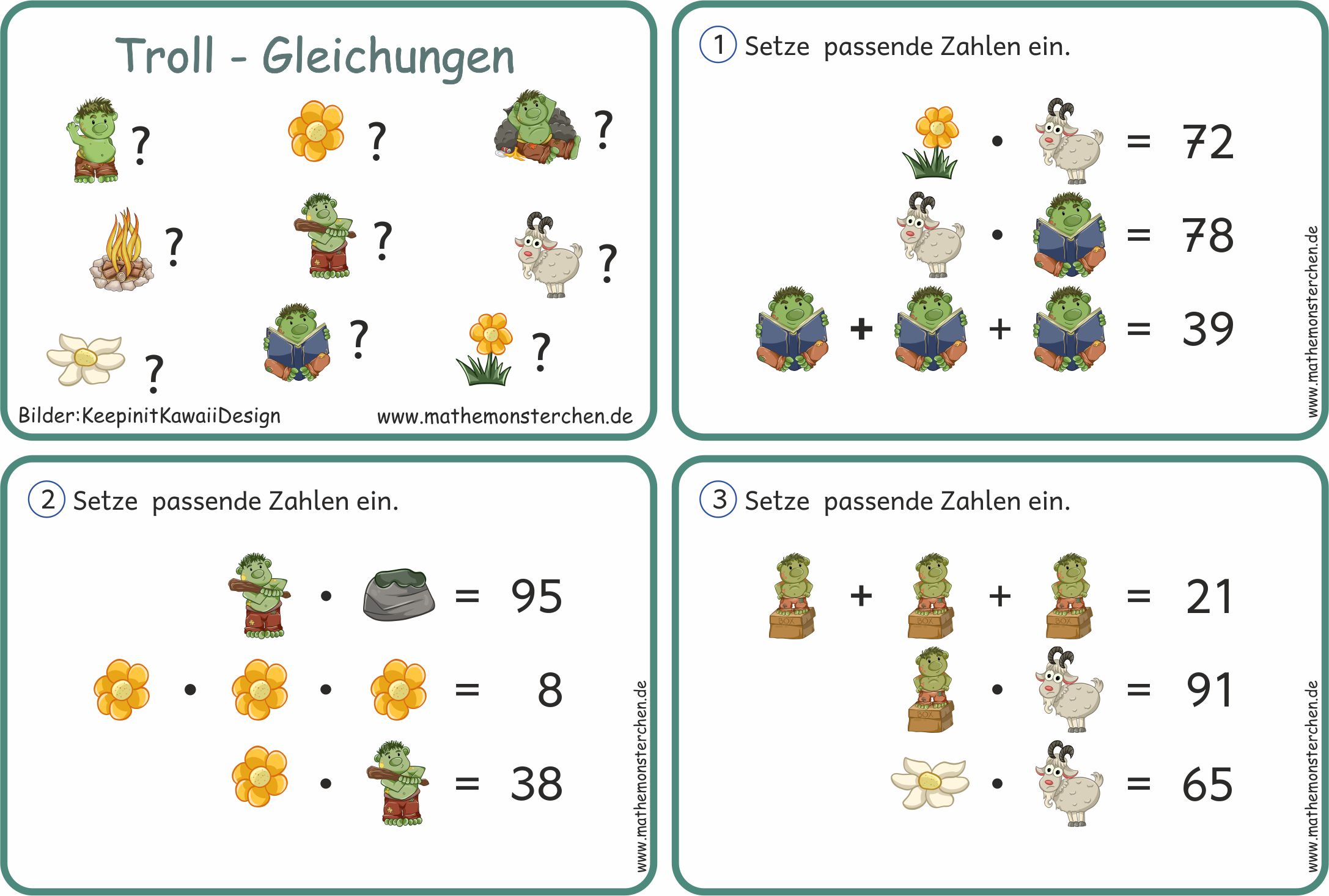 Mathemonsterchen - Rätsel-Gleichungen